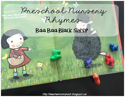 TeacherMomPlus3: Preschool Nursery Rhyme Activities-Baa Baa Black Sheep