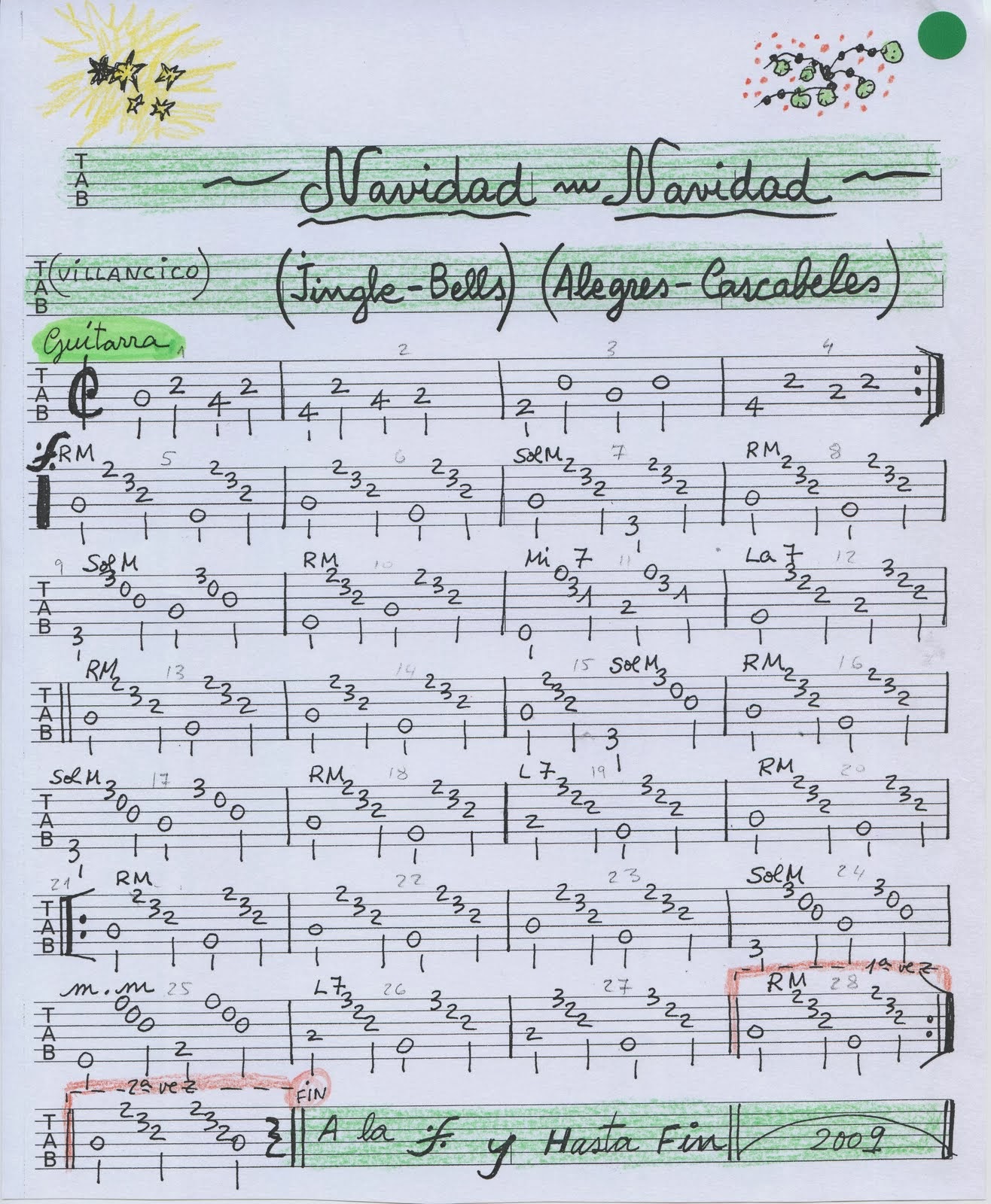 Aprender piano y guitarra: Navidad Navidad. Partitura: guitarra, laúd y ...