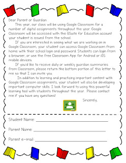 Tech it to the Next Level!: Google Classroom Parent Letter
