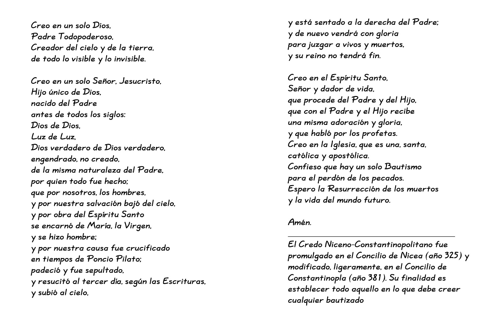 TARJETAS Y ORACIONES CATOLICAS: EL CREDO. AÑO DE LA FE
