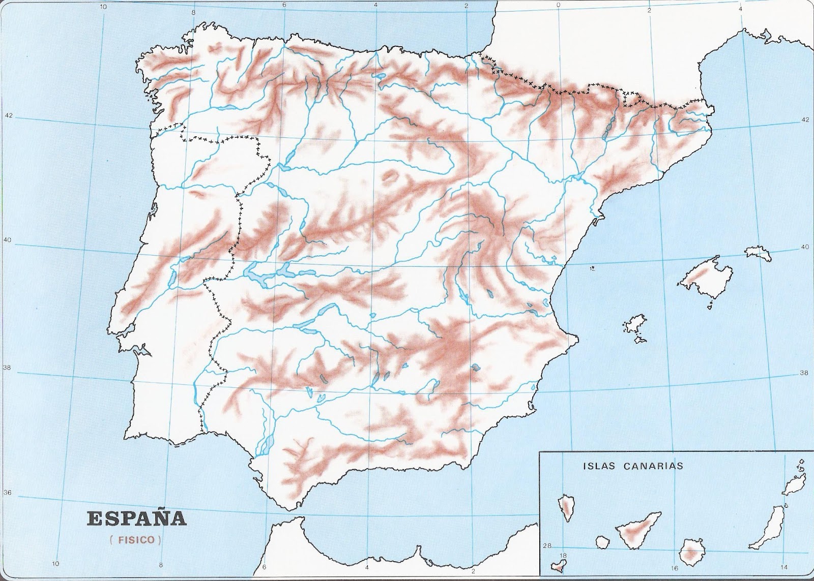 mi blog de CCSS: Mapa de España Físico para practicar