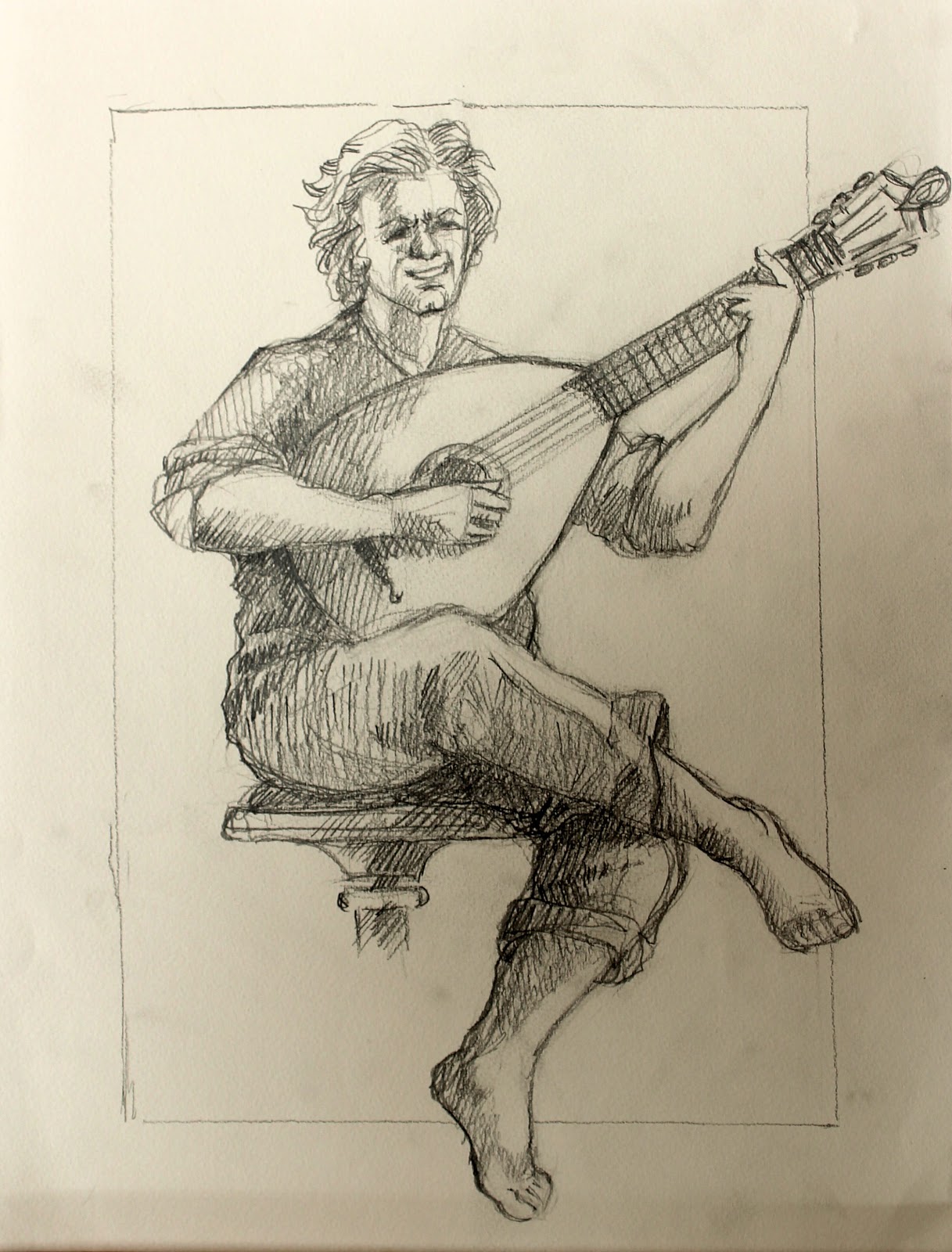 Costa Araujo: Tocador de fado - desenho em A3