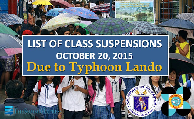 UPDATED LIST: Class Suspensions for Tuesday,October 20, 2015 | #WalangPasok