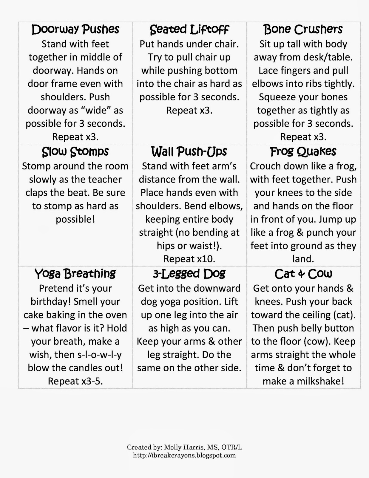 Movement Sticks: Calm Your Kids with a Free Printable! | I Break ...