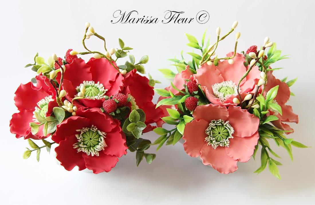 A Touch Of Beauty...: Small Centerpieces With Red And Coral Poppies