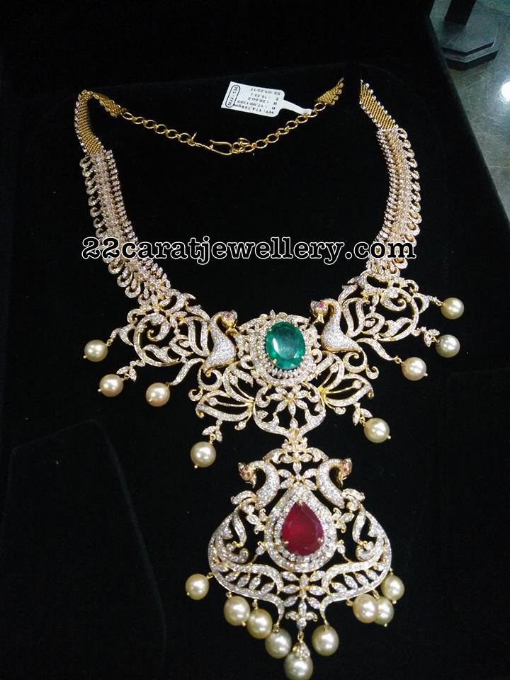 Diamond Peacock Necklace - Jewellery Designs