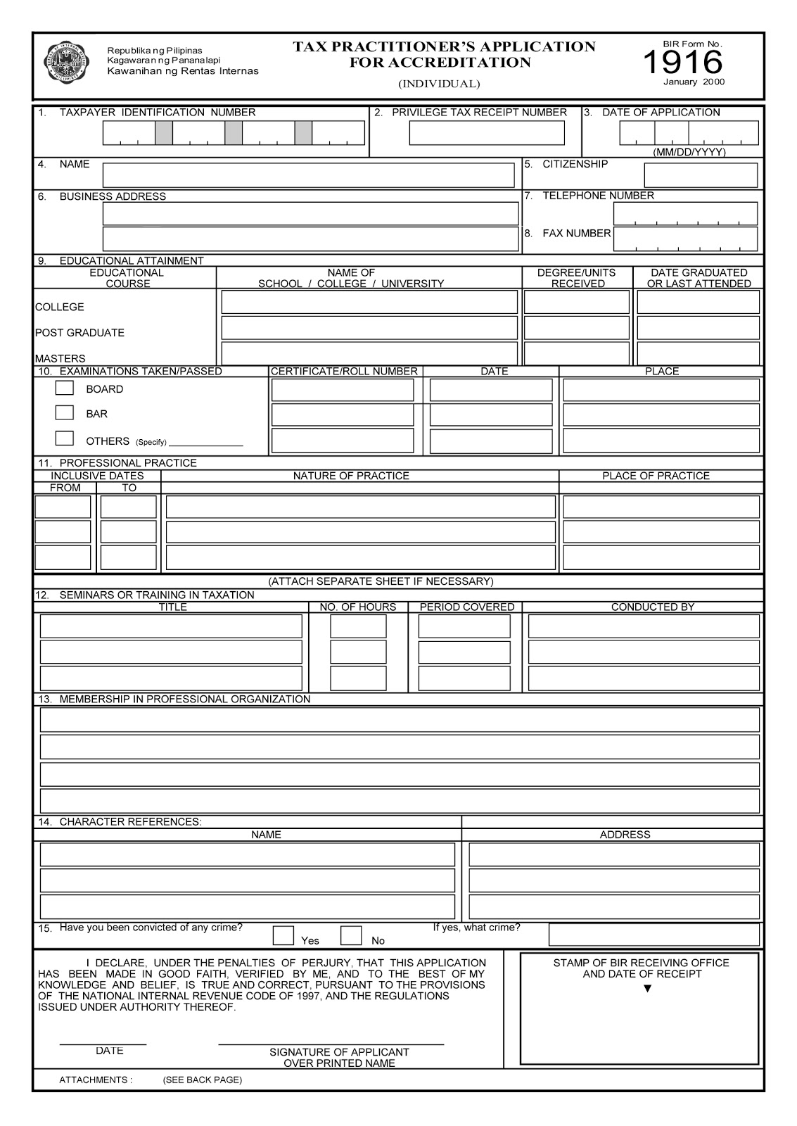 busapcom: BIR Application Forms 1914 - 1917