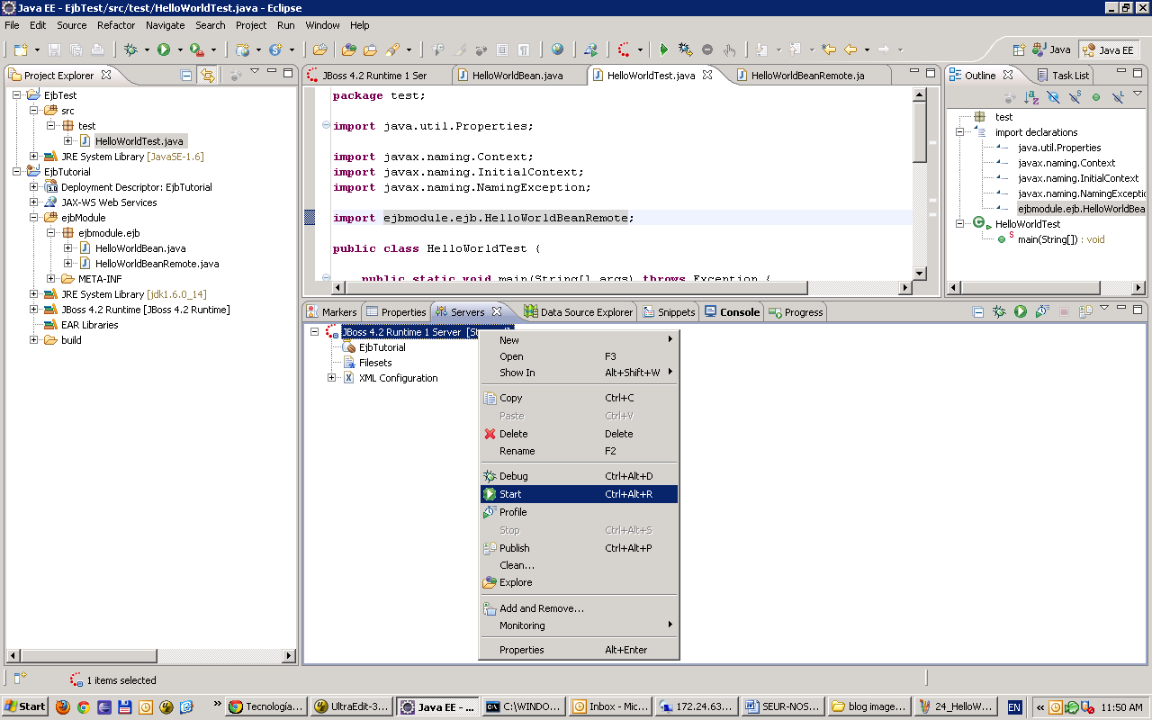Java Frameworks & APIs: EJB - Configuración Eclipse + JBoss + EJB3