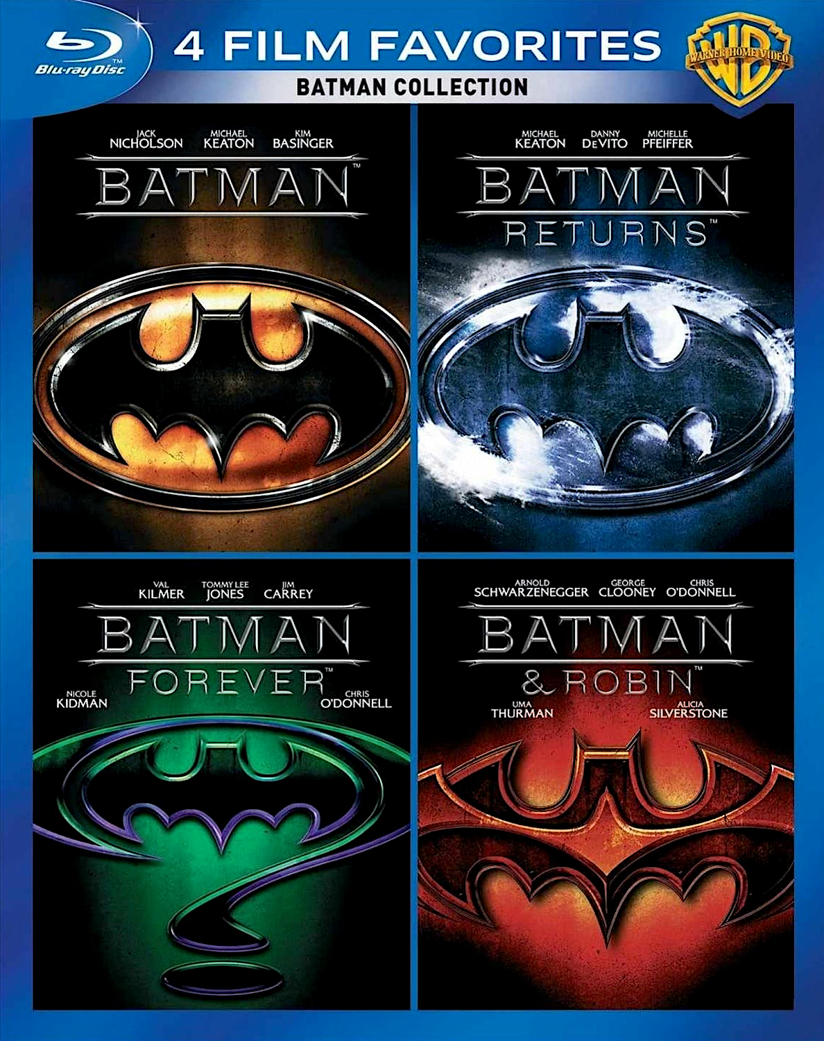 blu-ray and dvd covers: WARNER BROTHERS 4-FILM COLLECTION BLU-RAYS