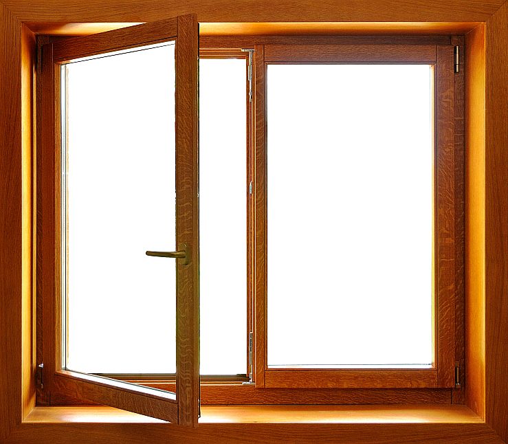 Ferestre din lemn masiv stratificat cu geam termopan ~ Bricoflor