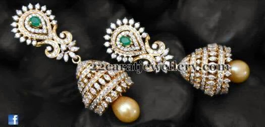 Diamond Jhumkas by JCS - Jewellery Designs
