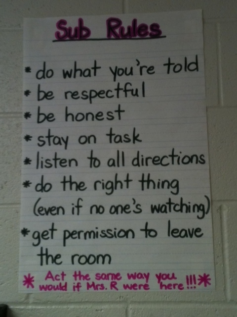 sub+rules+poster.JPG 480×640 pixels | School classroom, Classroom ...