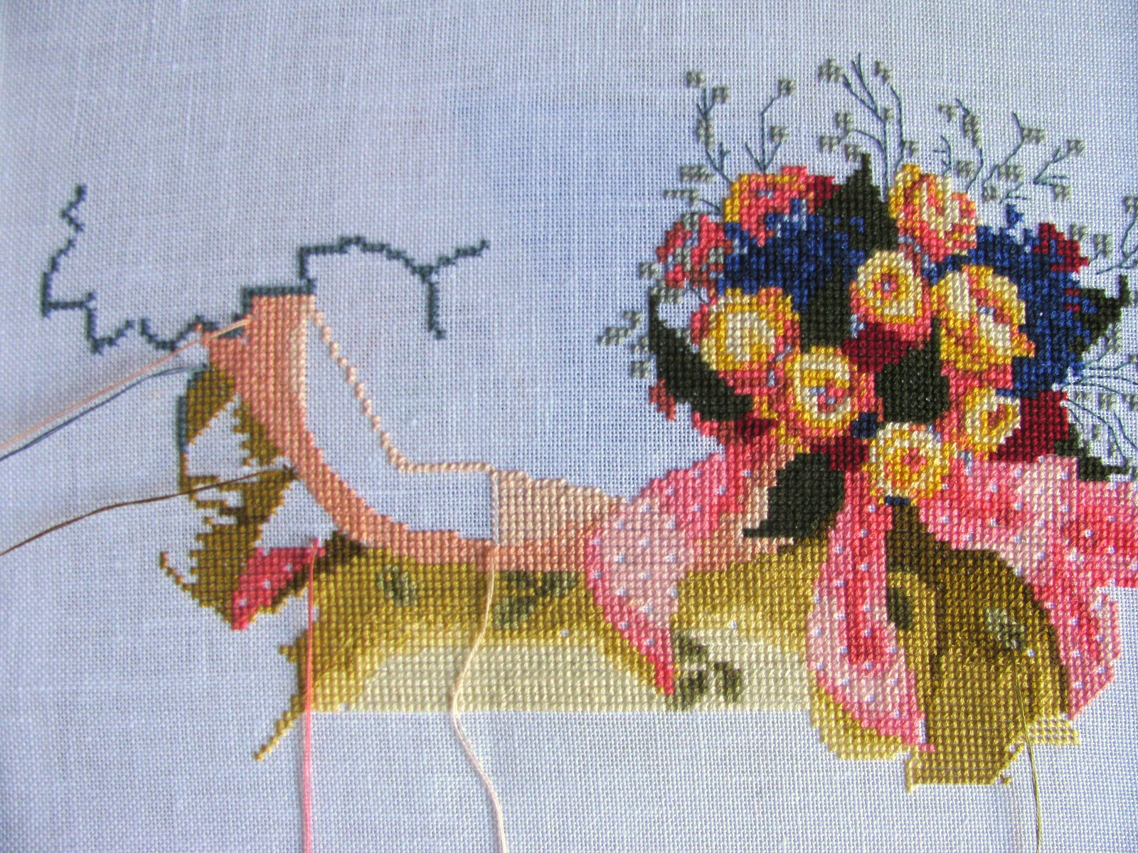 Passionate Mirabilia Stitcher: Spring Queen - Working on hands and sleeves