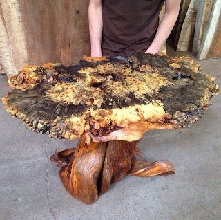 Tropical Exotic Hardwoods: For Sale: Buckeye burl/Juniper root end table!