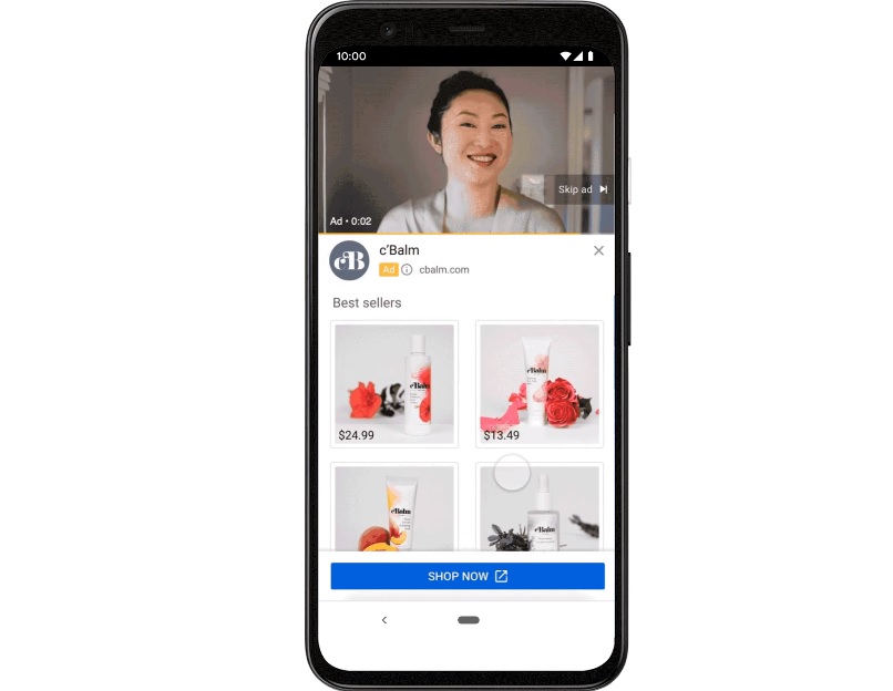 YouTube trials product stores under eCommerce advertisements