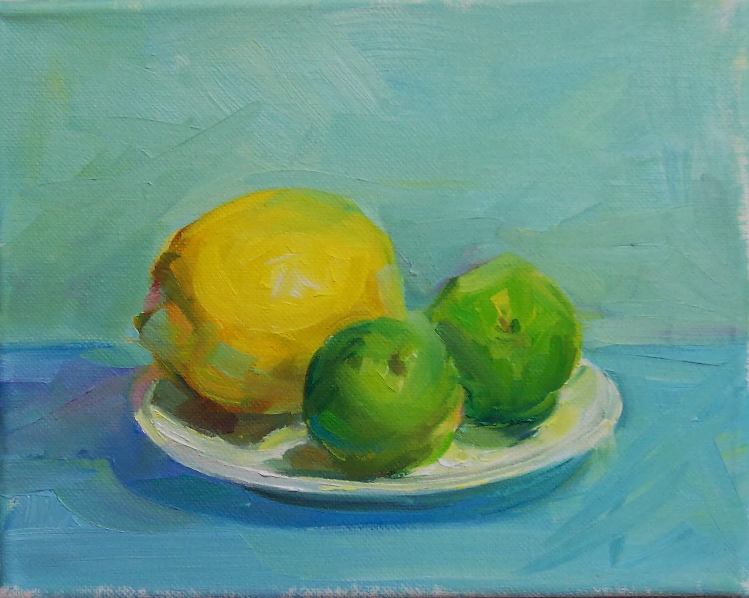 Art Every Day : Limes and Lemon,still life,oil on canvas,8x10,price$250