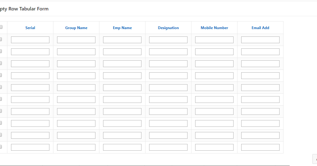 Qaium's IT Demonstration: Tabular Form Empty Row Show Without Data.