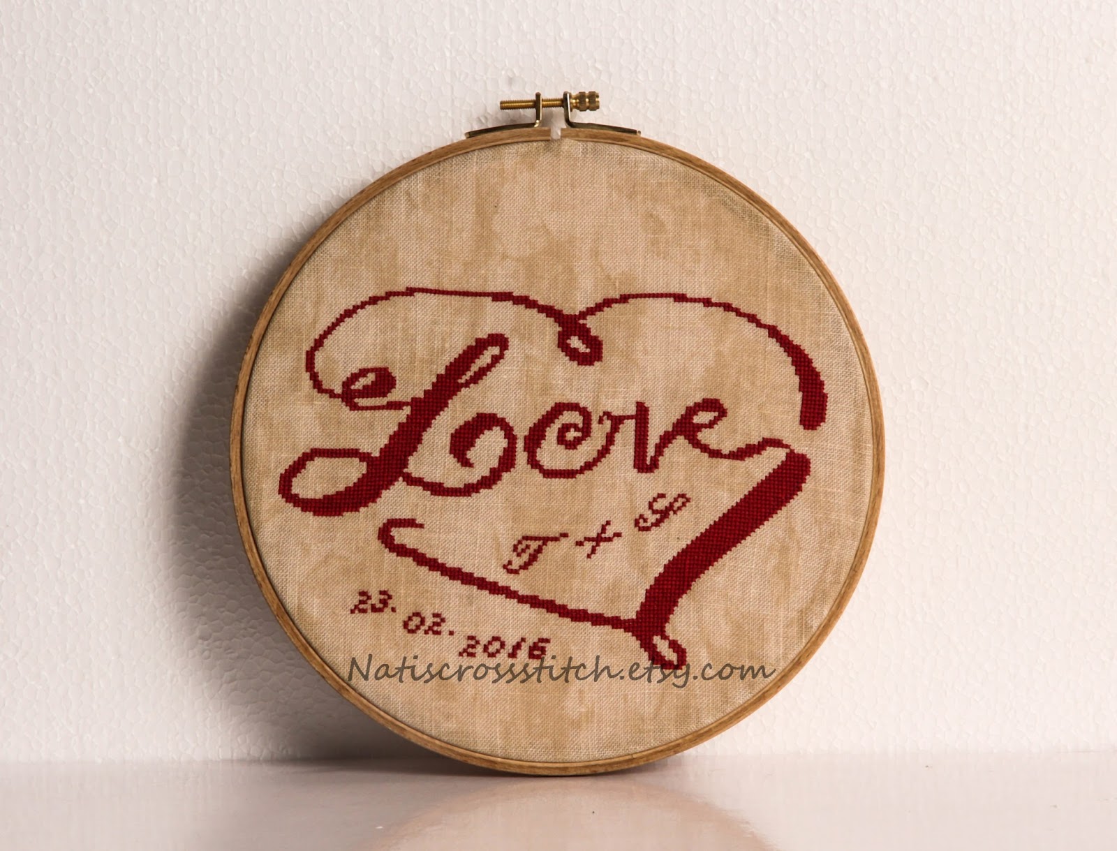 Natis Cross Stitch Designs: Wedding cross stitch pattern with Love quote
