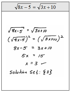 OpenAlgebra.com: Solving Radical Equations