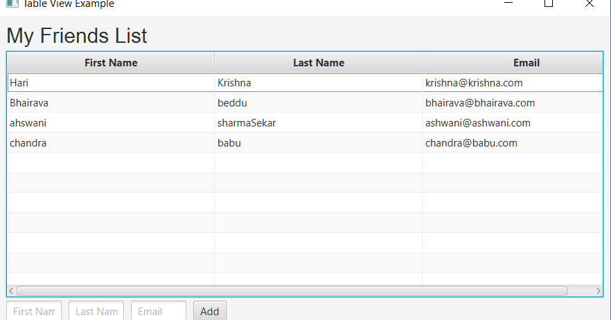 Programming For Beginners Javafx Tableview Adding New Rows To A Table