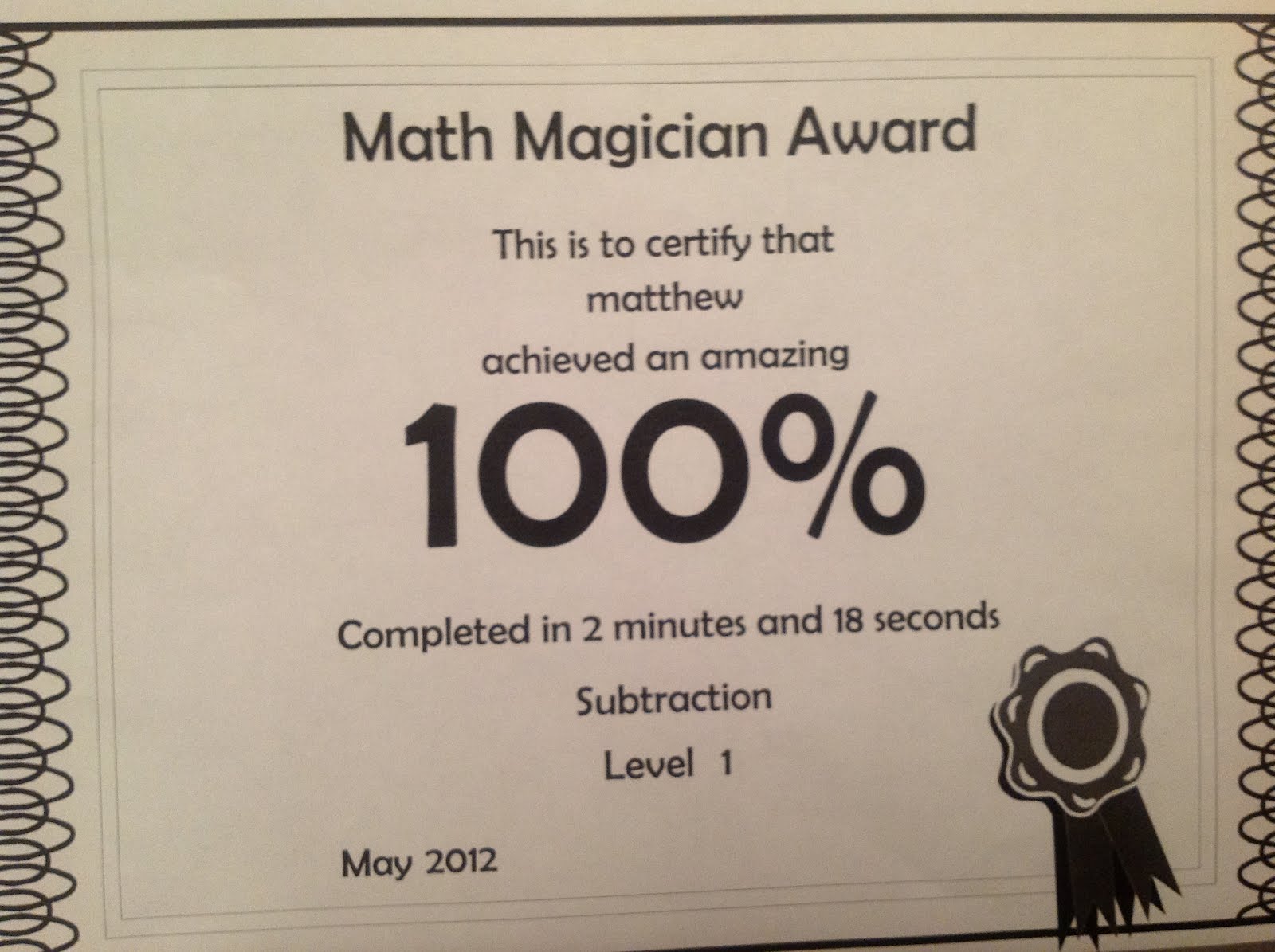 Matthew Cherfane: Math Magician Award