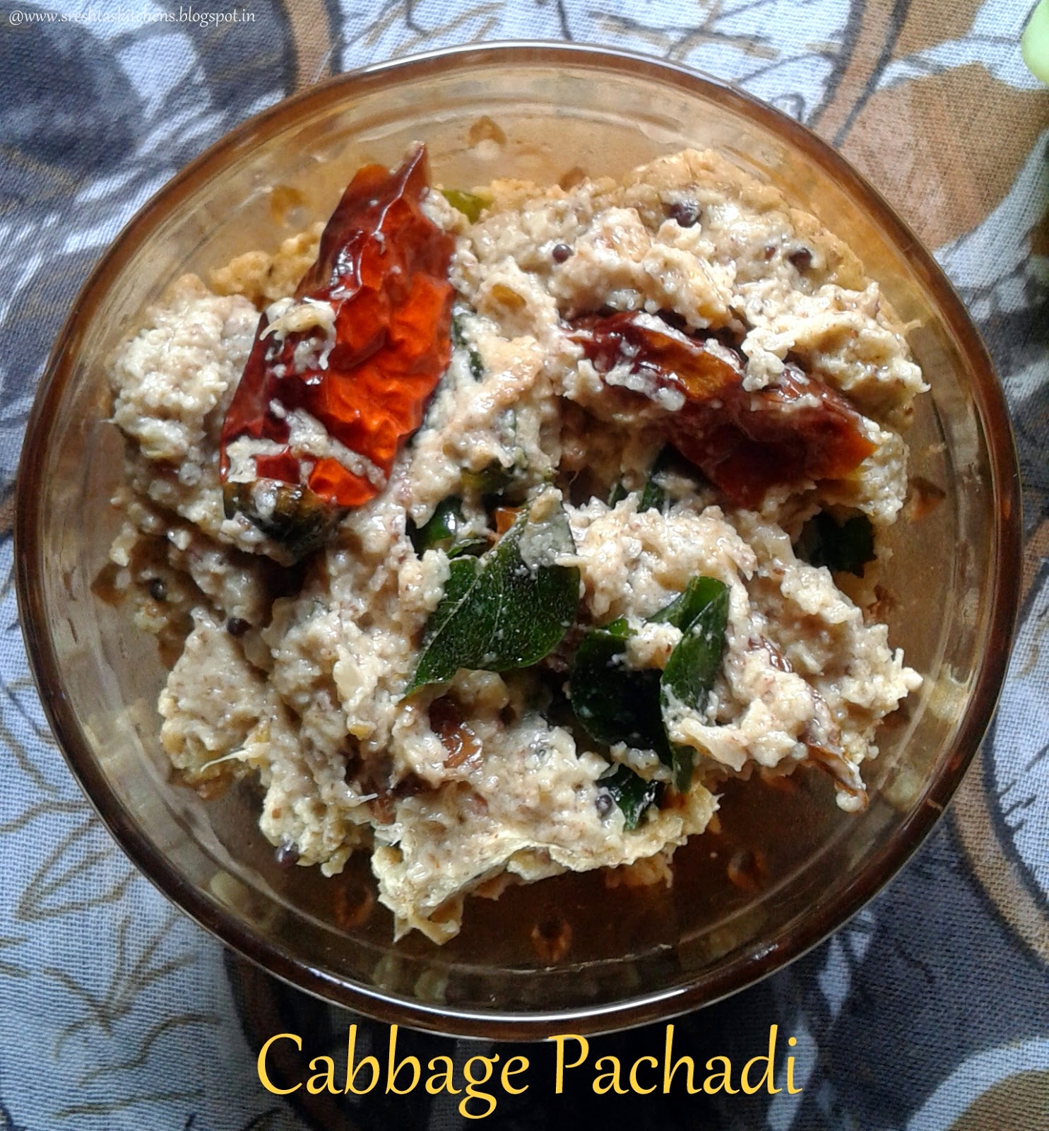 Sreshta's Kitchen: Cabbage Pachadi