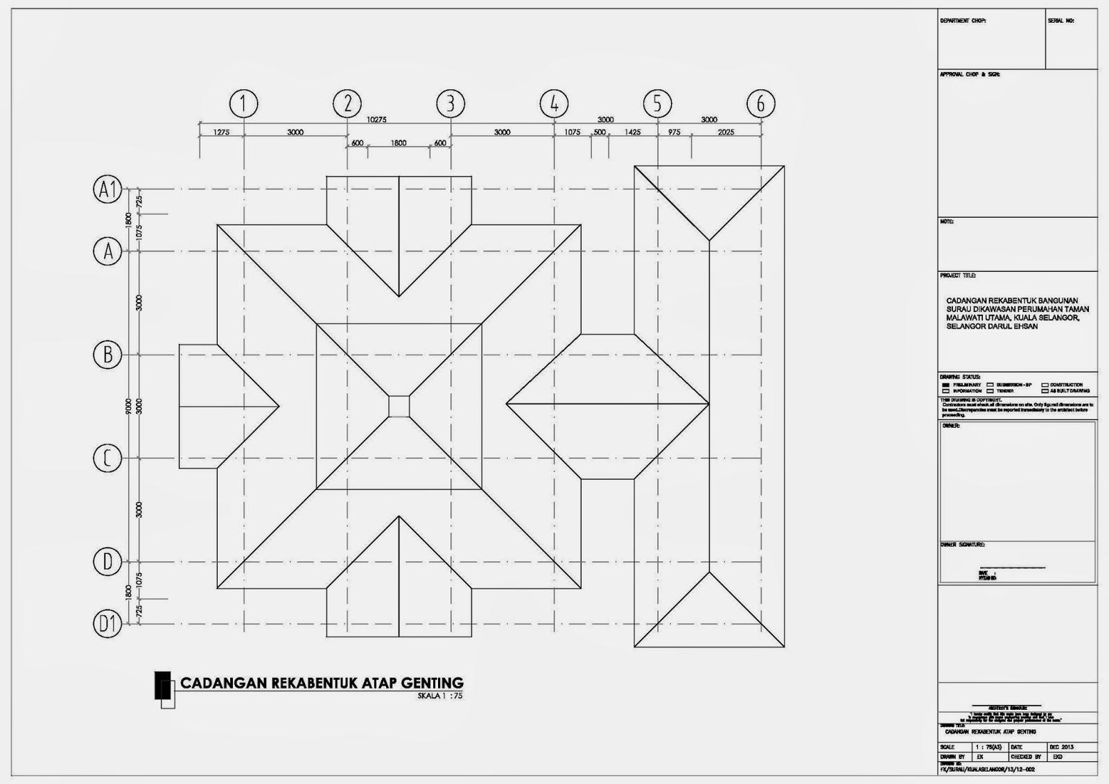 SURAU TAMAN MALAWATI UTAMA: Pelan tapak surau
