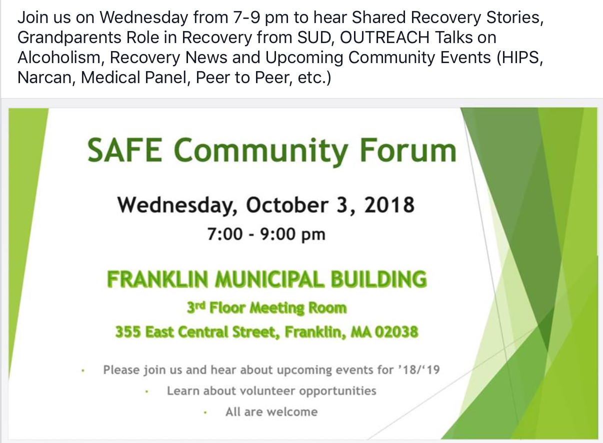 Franklin Matters: SAFE Community Forum - Weds, Oct 3 - 7:00 PM