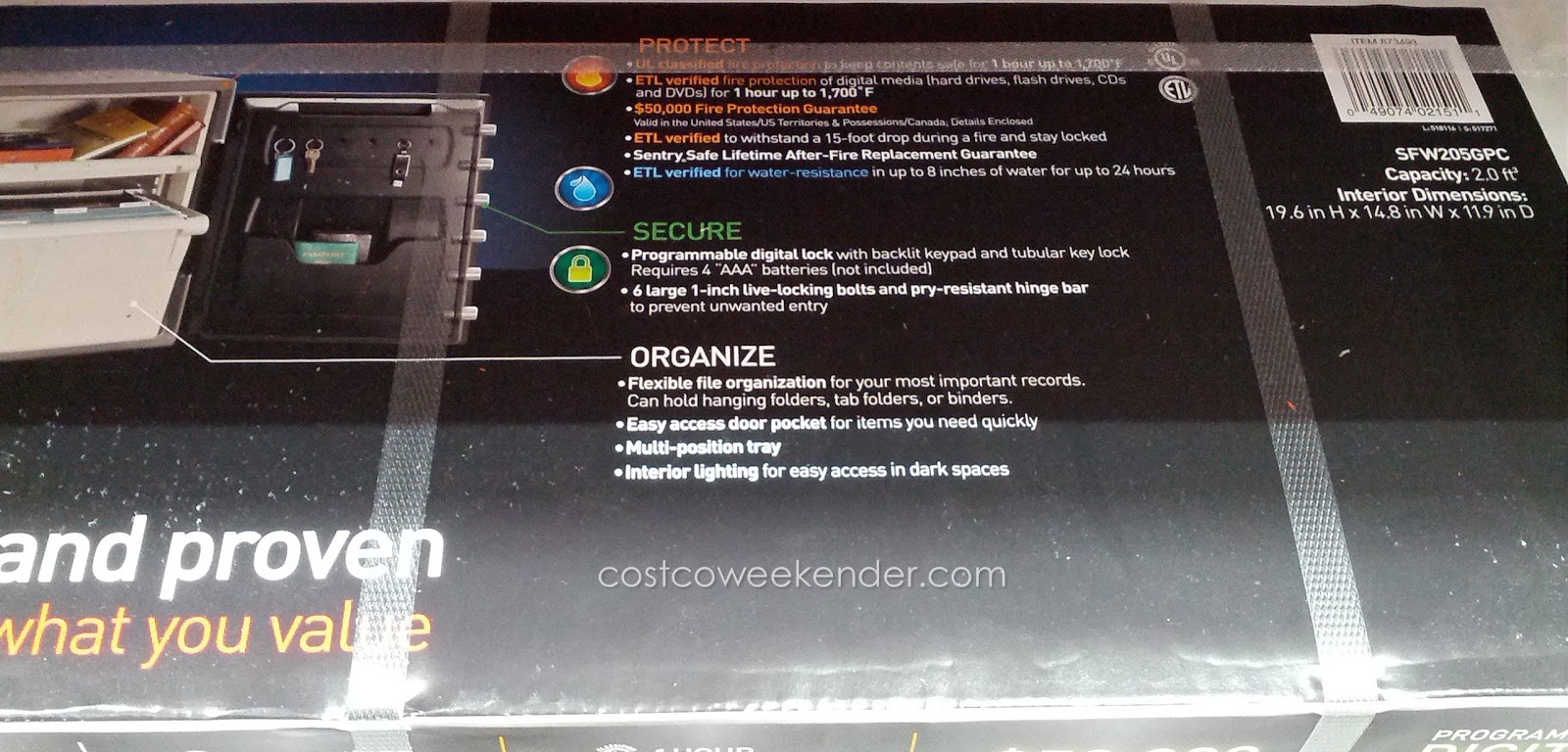 SentrySafe SFW205GPC Digital Safe | Costco Weekender