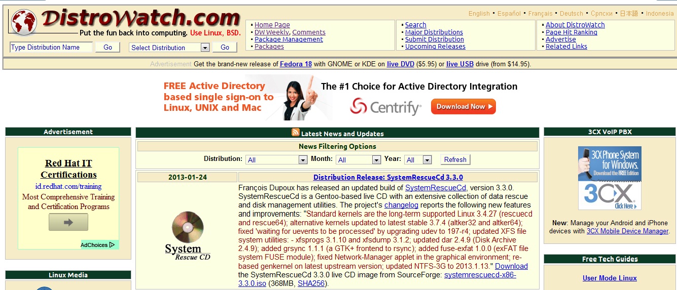 Distrowatch - GJ INFORMATIONS