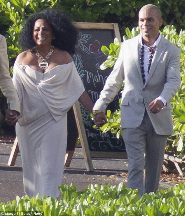 Diana Ross shows cleavage as she attends daughter's wedding in Hawaii