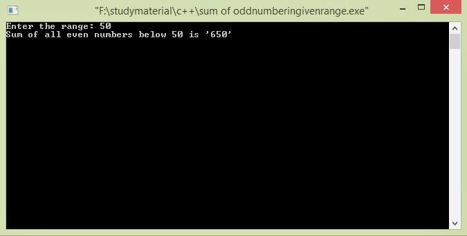 C program for sum of all even number below given range - C Programs