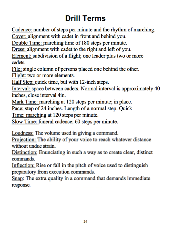 Det 850 Warrior Handbook: Drill Terms
