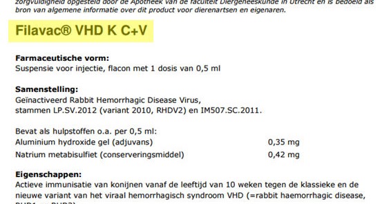 Het Vrolijke Konijnenhol: Update over Filavac vaccin