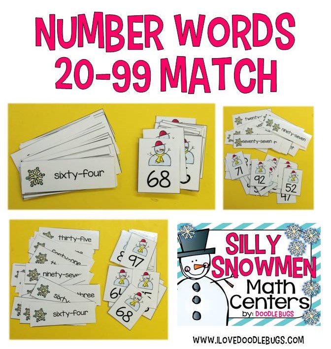 Doodle Bugs Teaching {first grade rocks!}: Silly Snowmen Math Centers