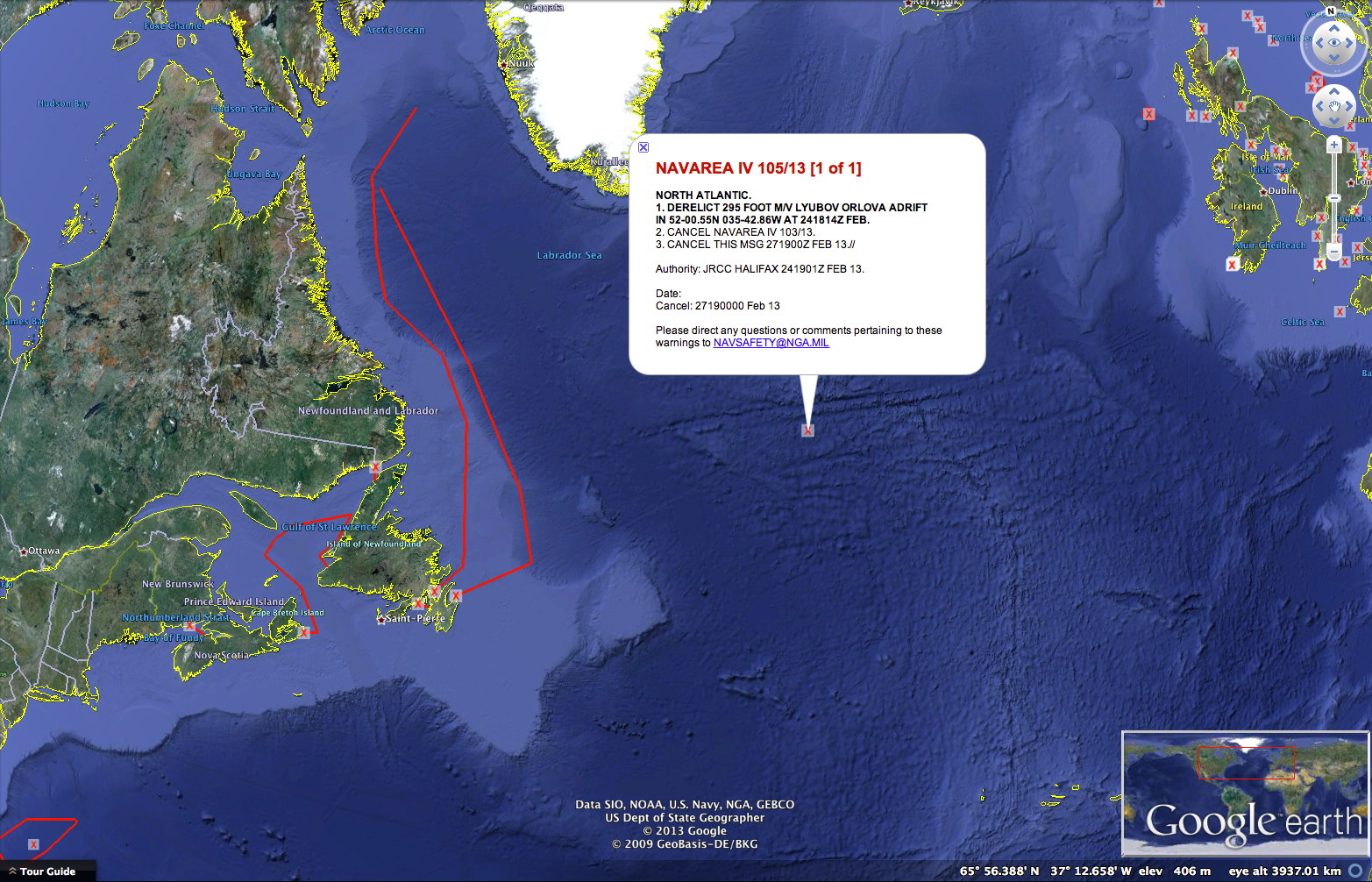 GeoGarage blog: MV Lyubov Orlova's emergency beacon activated