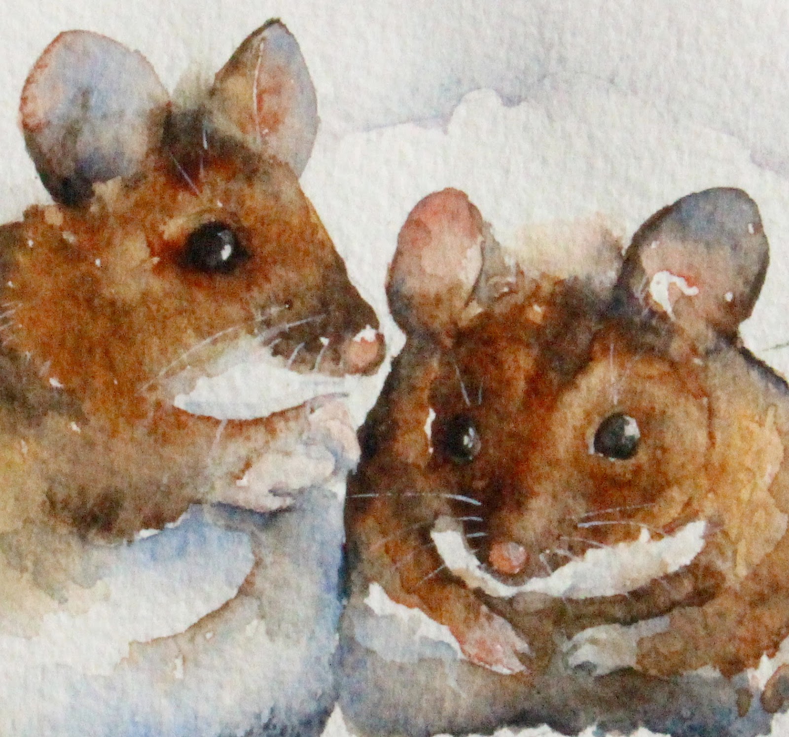 Peppermint Patty's Papercraft: Sunday Watercolor: Mice in Snow