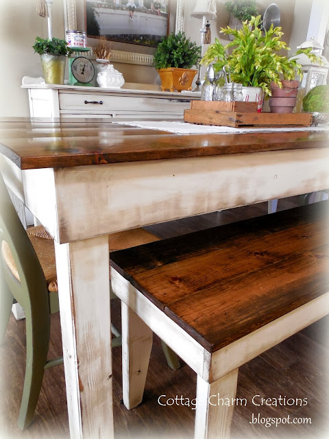Cottage Charm Farmhouse Collection: Provincial Farmhouse Table & Benches