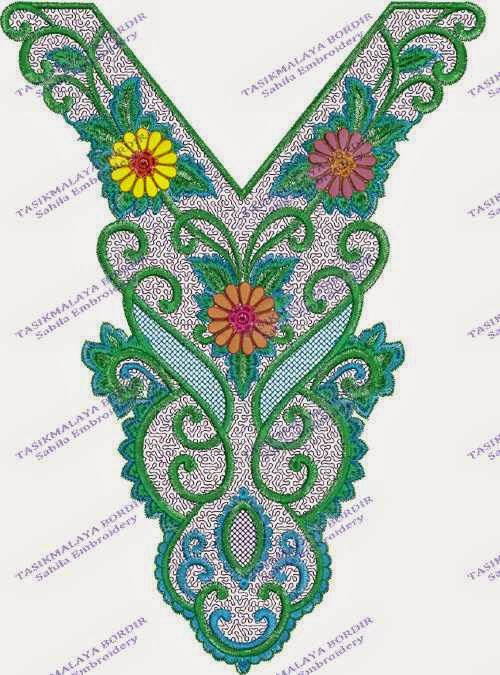 Motif Bordir Baju Gamis DN-SYI-GRB001 | Motif Bordir Gamis