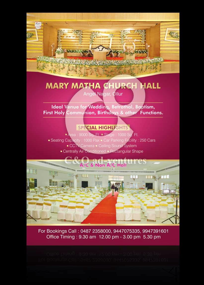 C & O ad-ventures: Advt Design for Parish Hall of Ollur Mary Matha Church