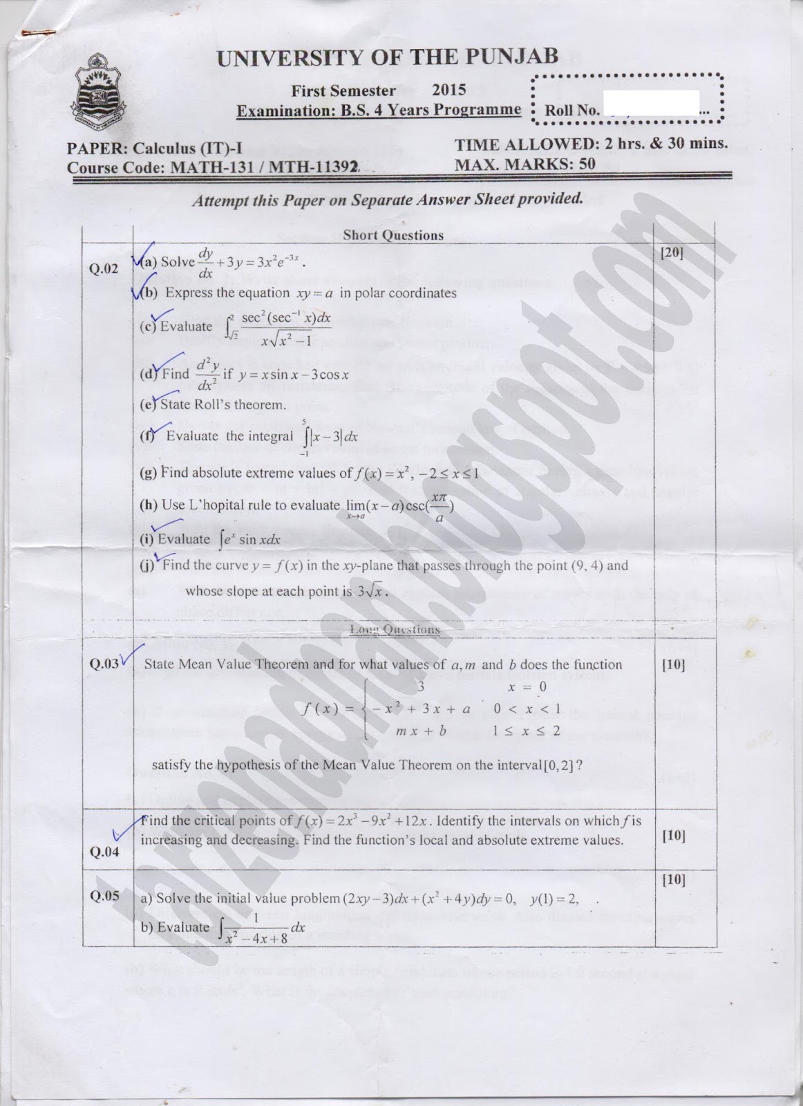 PUNJAB UNIVERSITY AFFILIATED COLLEGES BSIT,1st SEMESTER PAST PAPERS ...