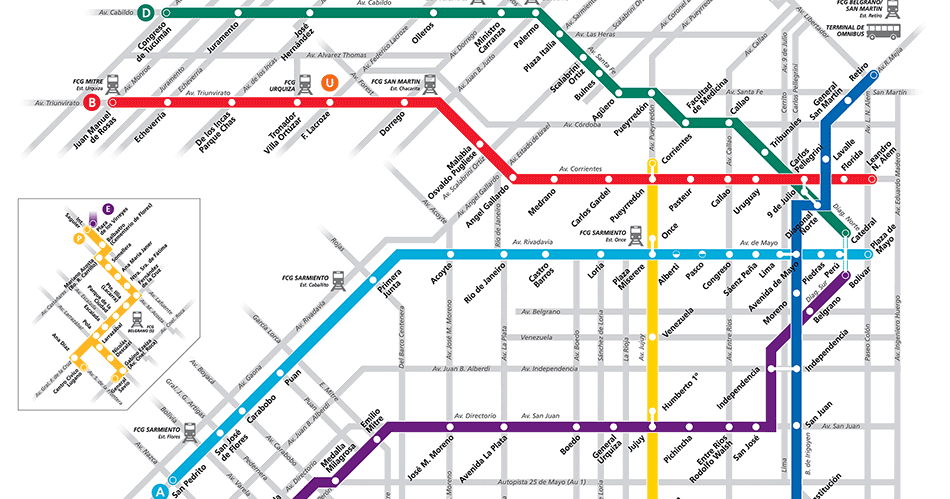 BUENOS AIRES SUBTES : MAPA RED DE SUBTES DE BUENOS AIRES