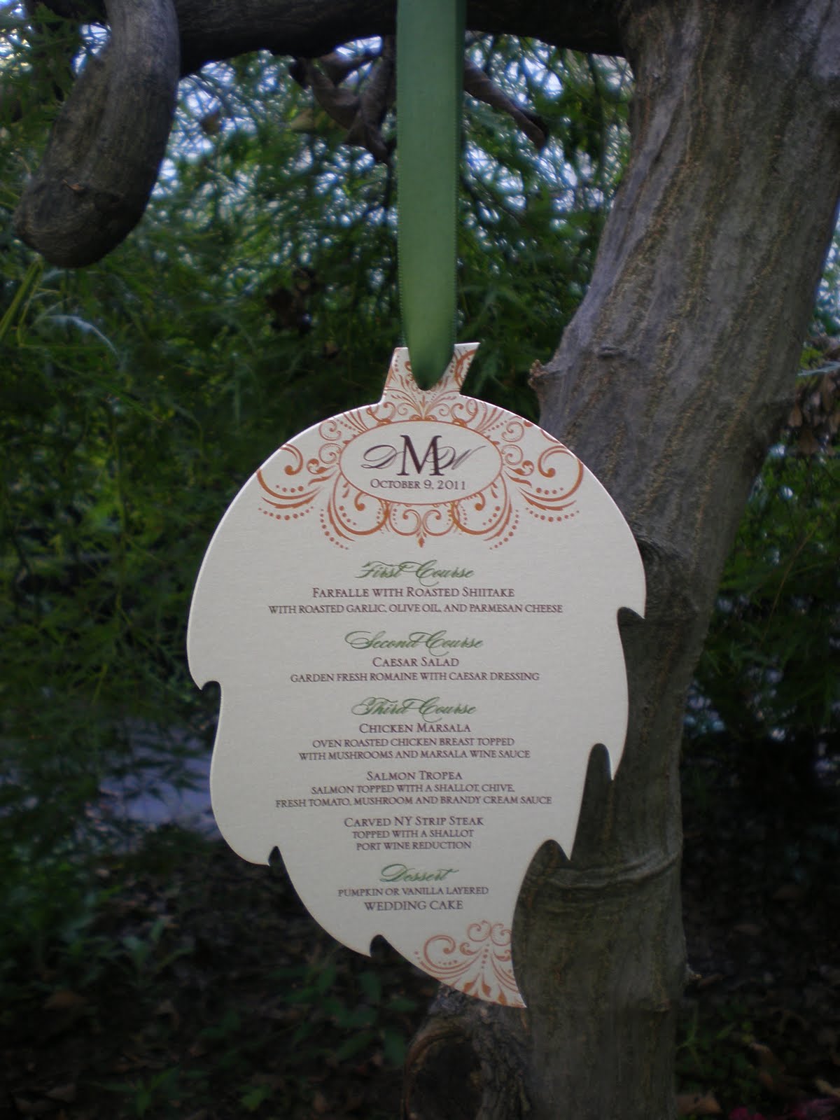 Jar of Ideas: Die-cut Leaf shaped programs & Menus