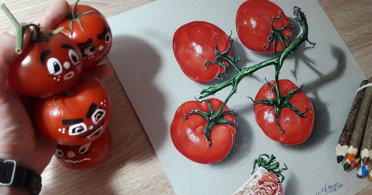 Drawing Tomatoes - Realistic 3D Art | Art by Mihai Alin Ion