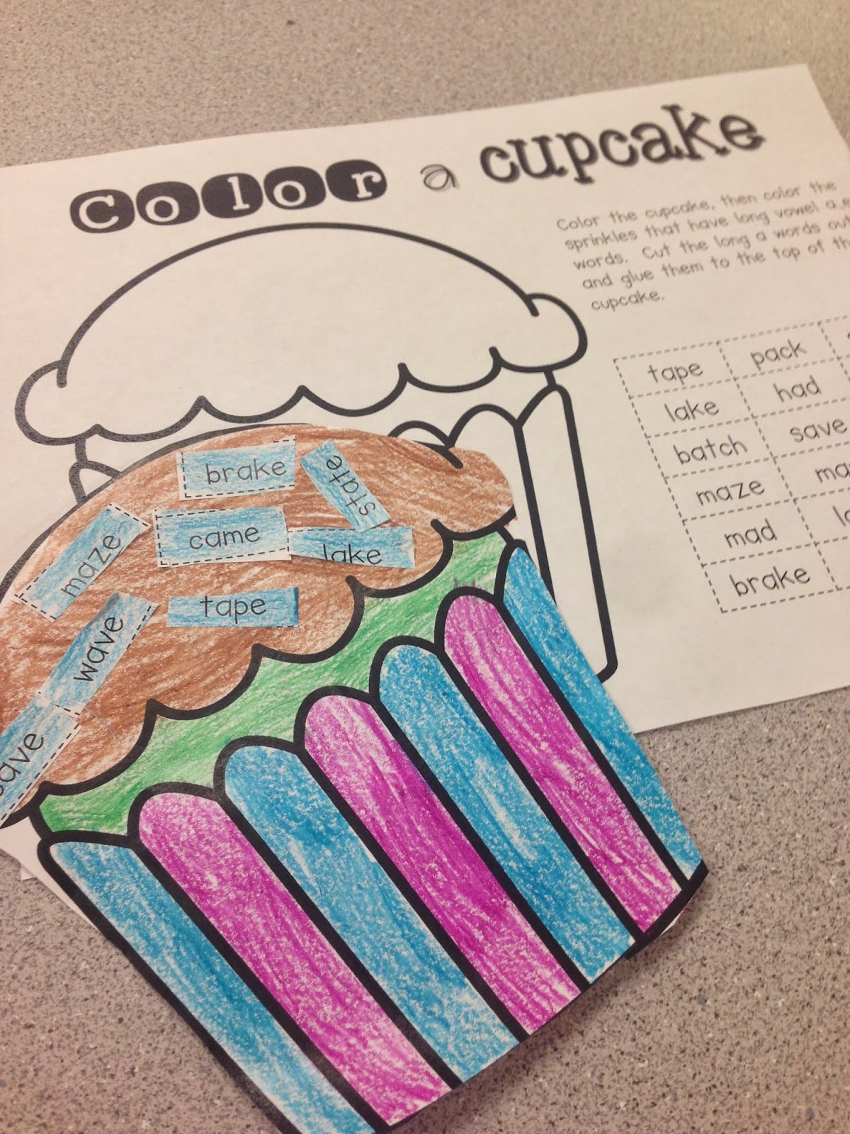 First Grader...at Last!: Long Vowel /a/ Cupcakes Freebies