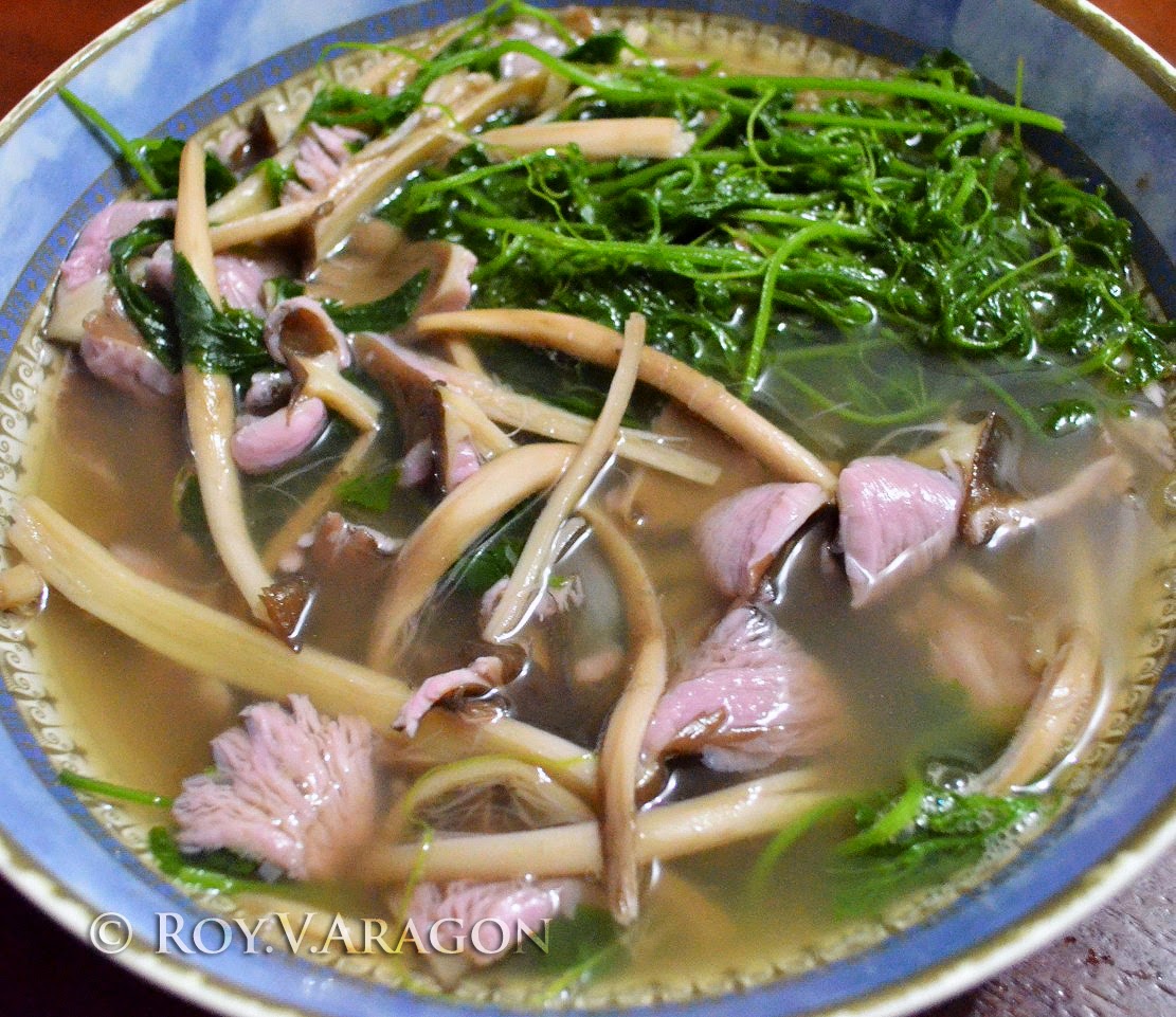 dinengdeng nga uong-bunton ken balang a paria, wild mushroom soup with ...