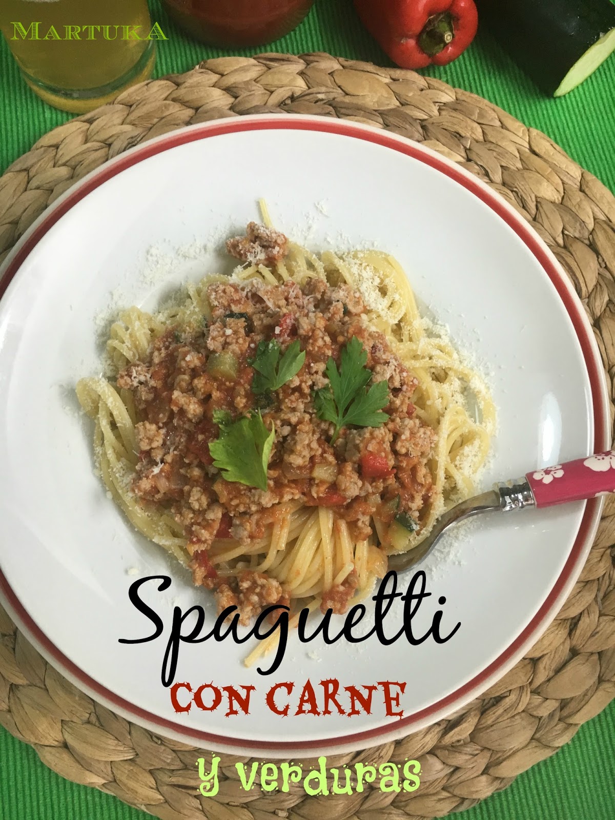 Las recetas de Martuka: Spaghetti Con Carne Y Verduras