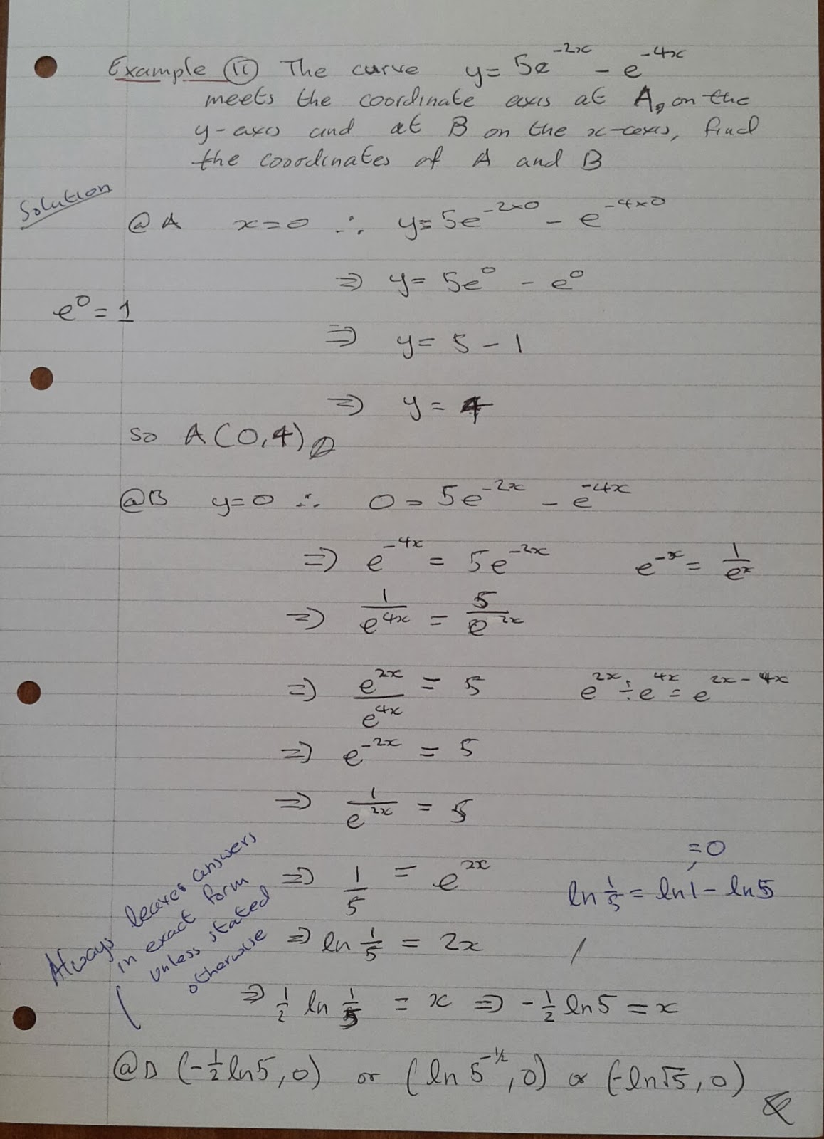 A Level Maths Notes: A2 Exponential and Natural logarithm: Solving ...
