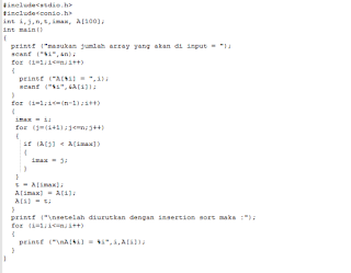penjelasan notasi algoritma: SORTING DALAM BAHASA C DI PEMROGRAMAN