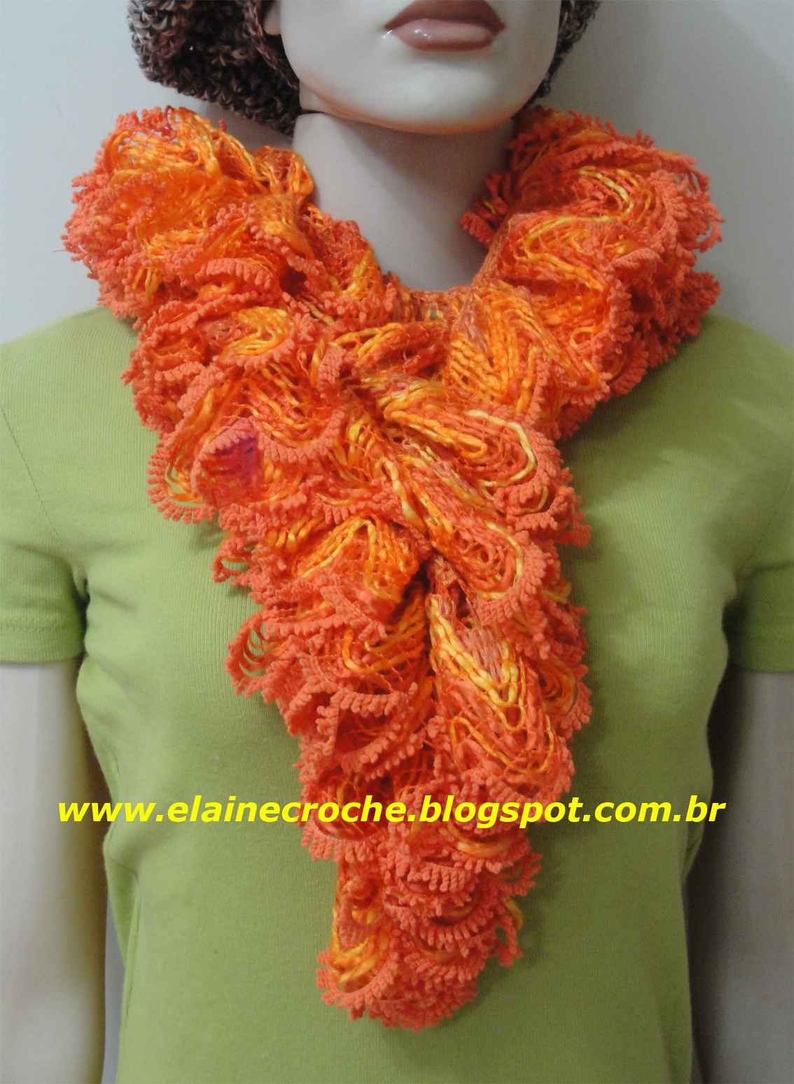 Elaine Croche: Vídeo Aula Crochê - Cachecol ou Gola Ousadia